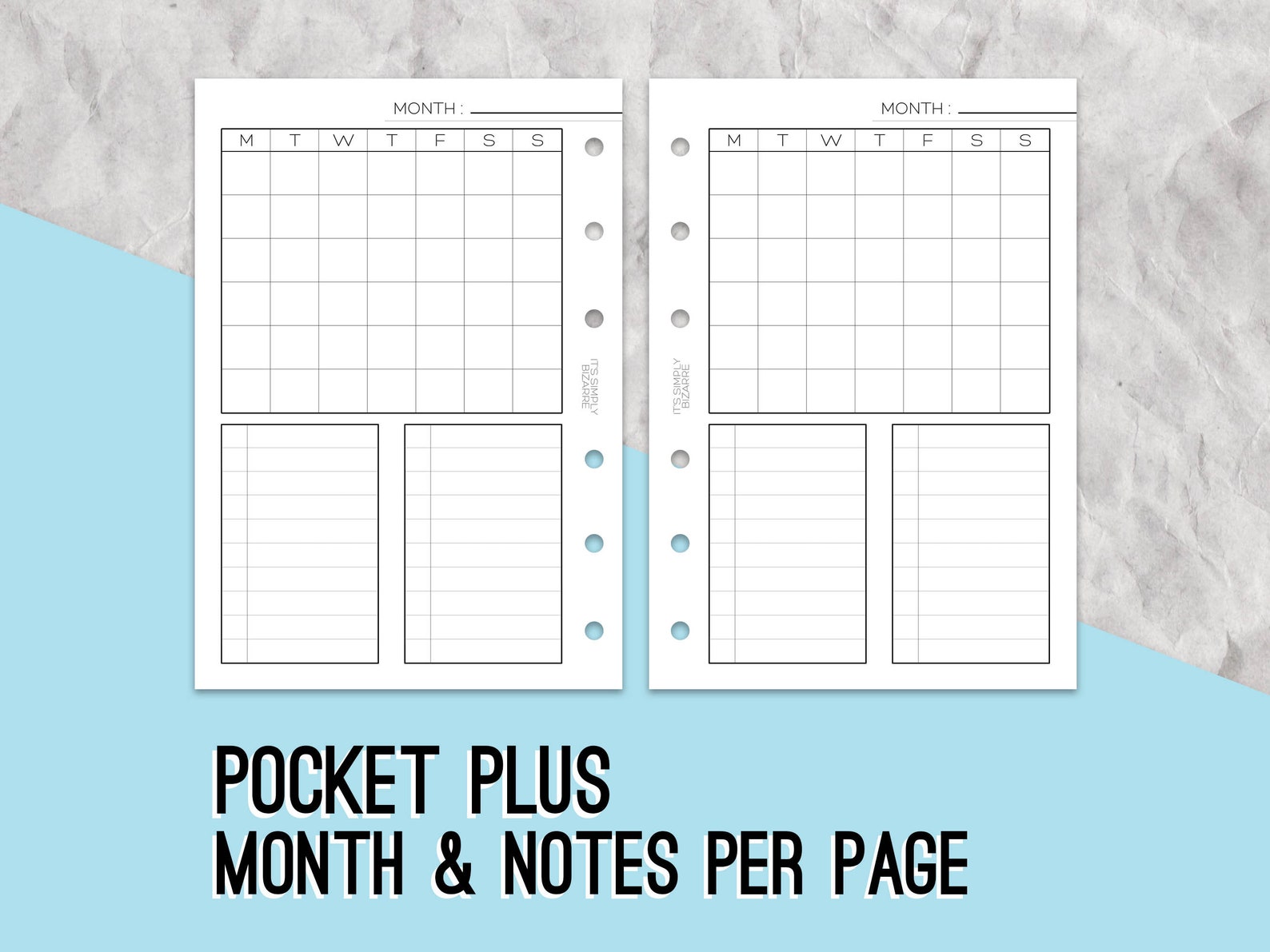 Months and Notes Pocket Plus Inserts, Month and Notes on One Page ...