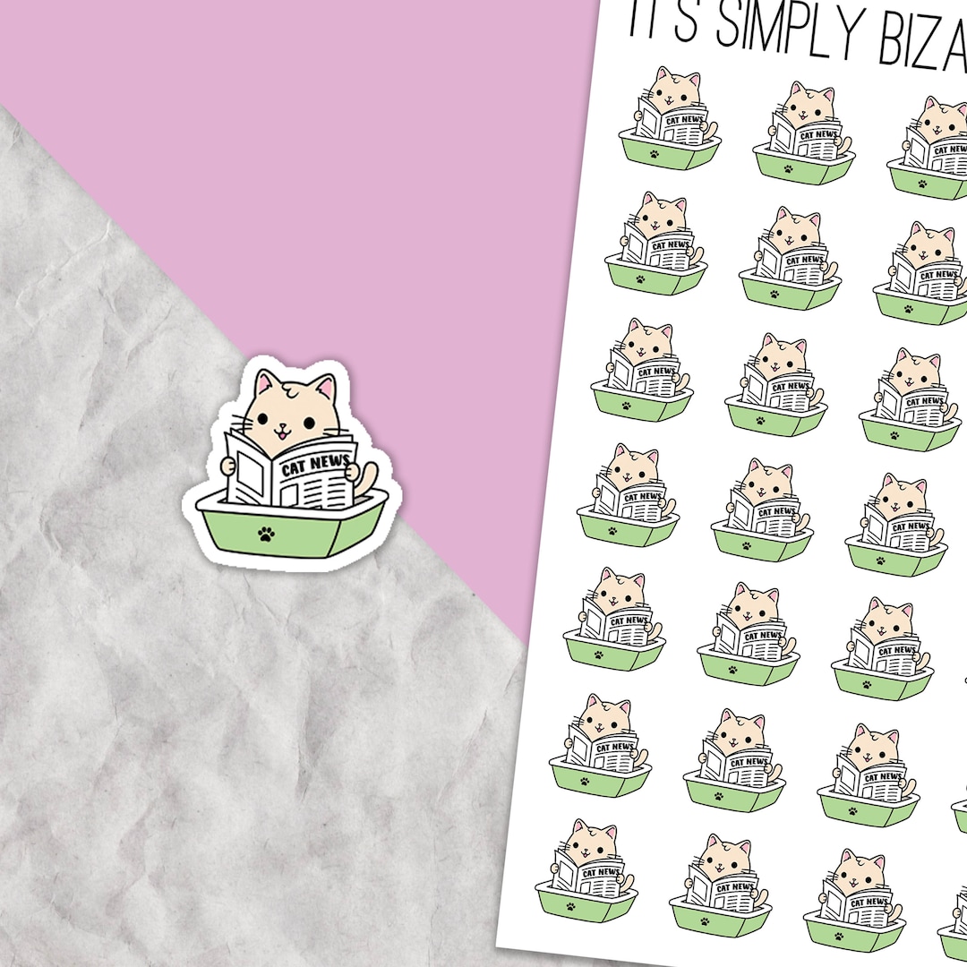 Litter Box Stickers, Funny Cat Stickers, Planner Sticker Sheet, Litter ...