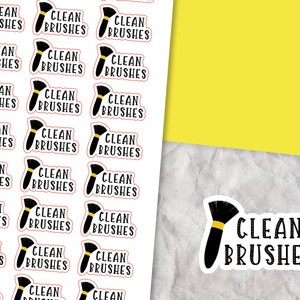 Clean Brushes Stickers, Wash Makeup Brushes, Functional Stickers ...