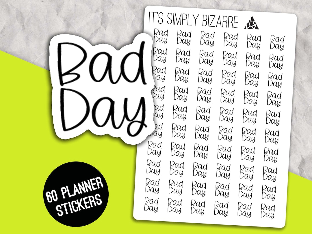 Bad Day Text Stickers, Planner Sticker Sheet, Planner Script, Script ...