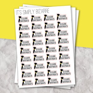 Clean Brushes Stickers, Wash Makeup Brushes, Functional Stickers ...