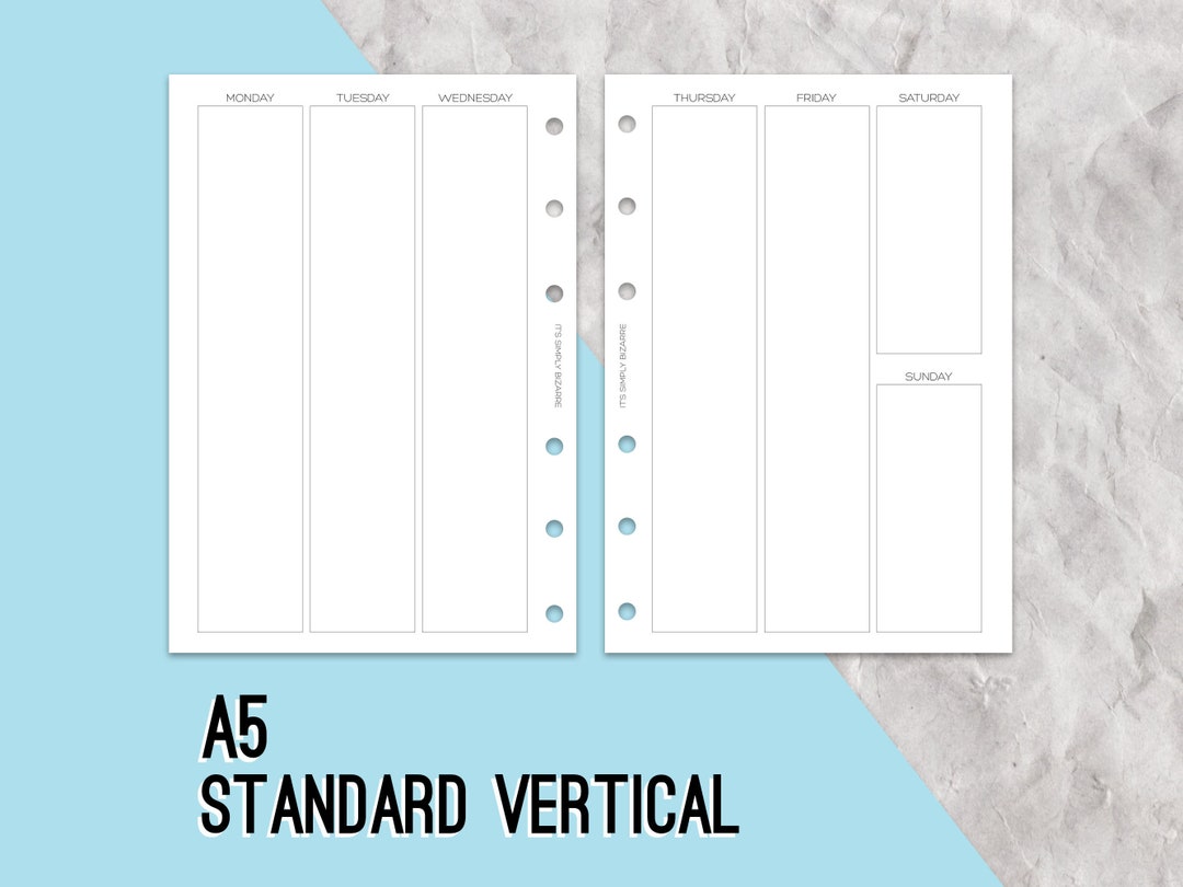 A5 Standard Vertical Inserts, Erin Condren Sticker Inserts, Ring ...