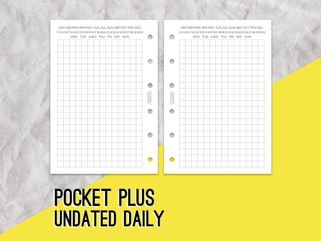 Pocket Plus Undated Daily Inserts, Ring Planner Inserts, Undated ...