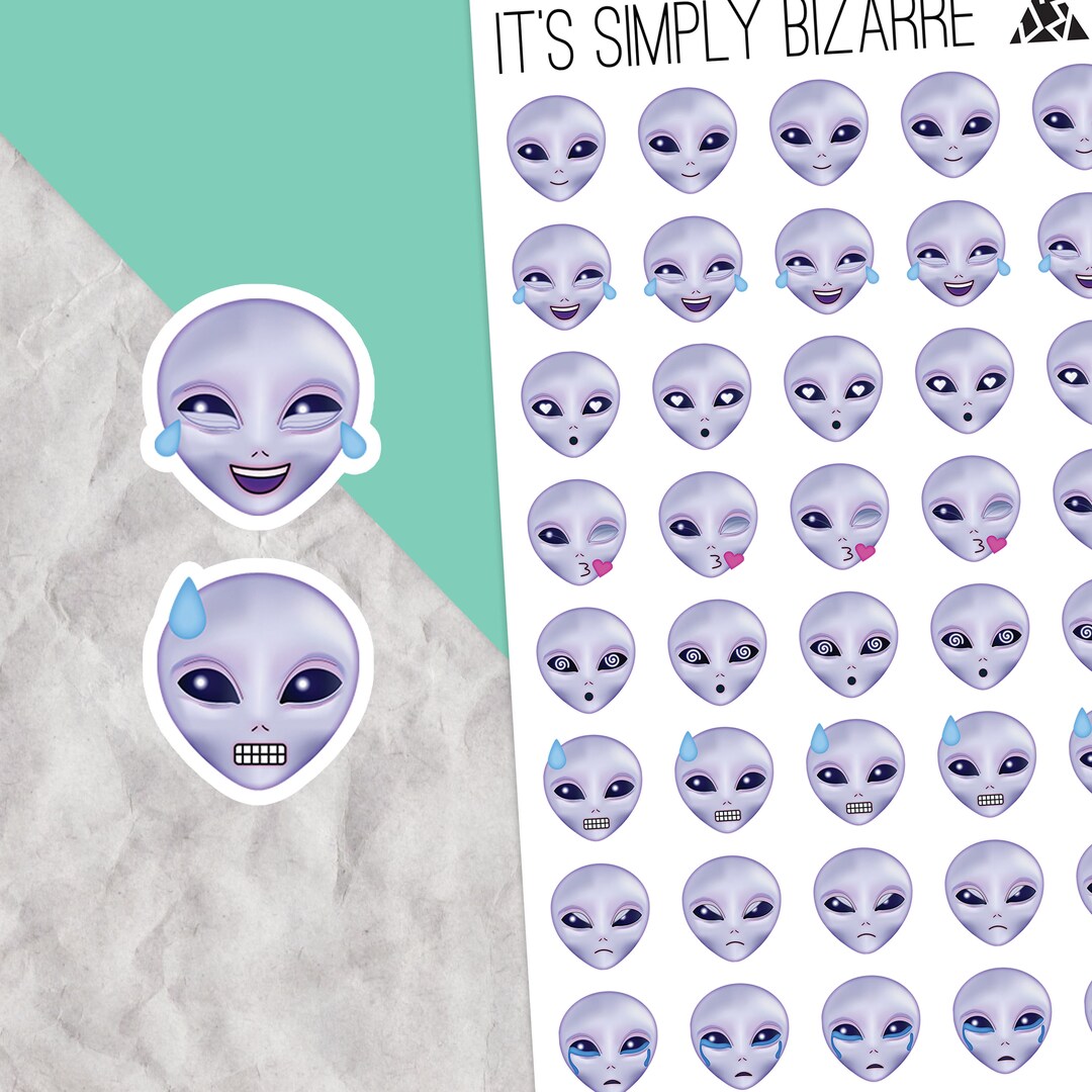 Alien Emoticon Planner Stickers, Mood Tracking, Planner Sticker Sheet ...