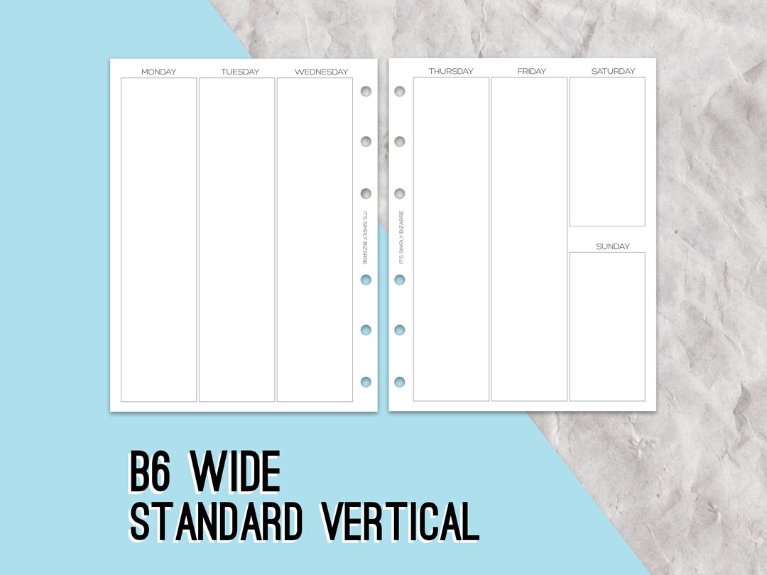 B6 Wide Standard Vertical Inserts, Erin Condren Sticker Inserts, Ring ...