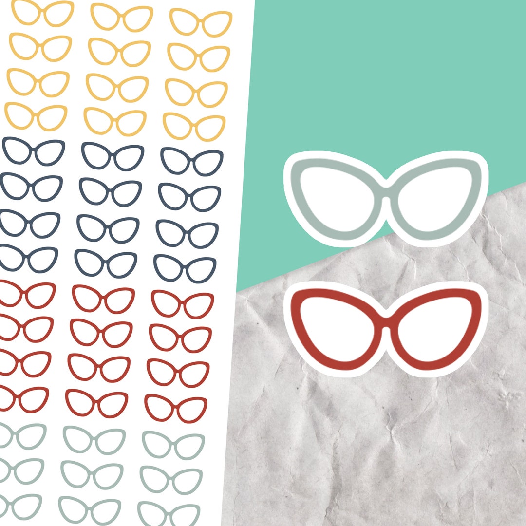 Glasses Stickers, Cat Eye Glasses, Eye Appointment Stickers, Planner ...