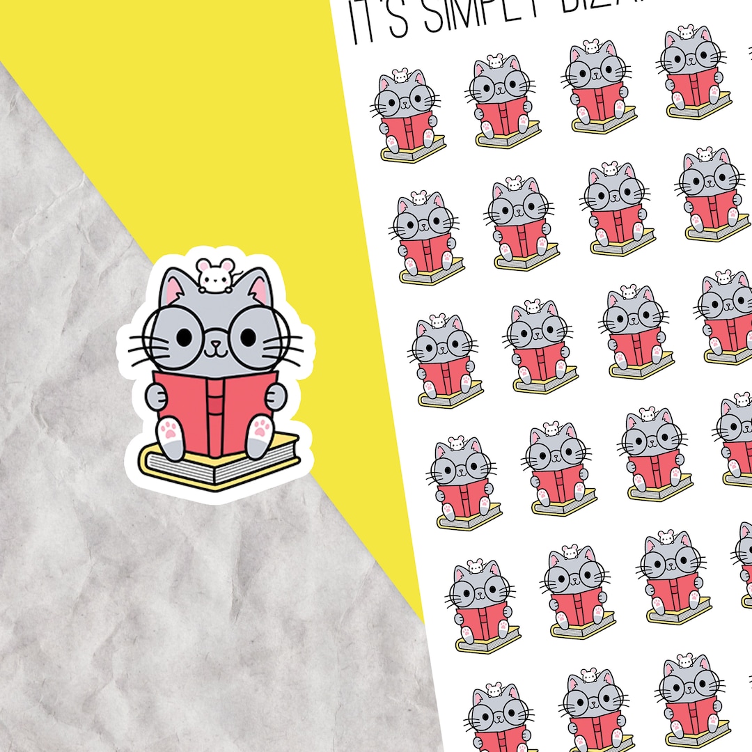 Reading Cat Stickers, Reading Tracker, Tracking Stickers, Planner ...
