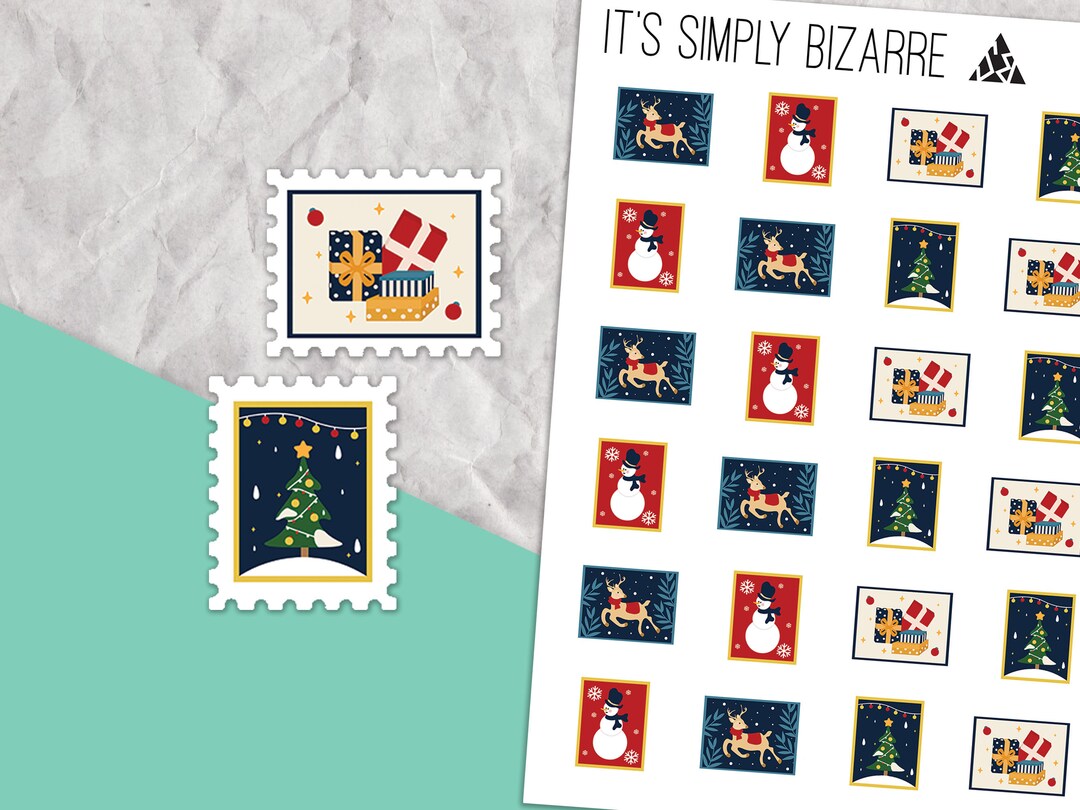 Christmas Stamp Stickers, Planner Sticker Sheet, Christmas Card ...