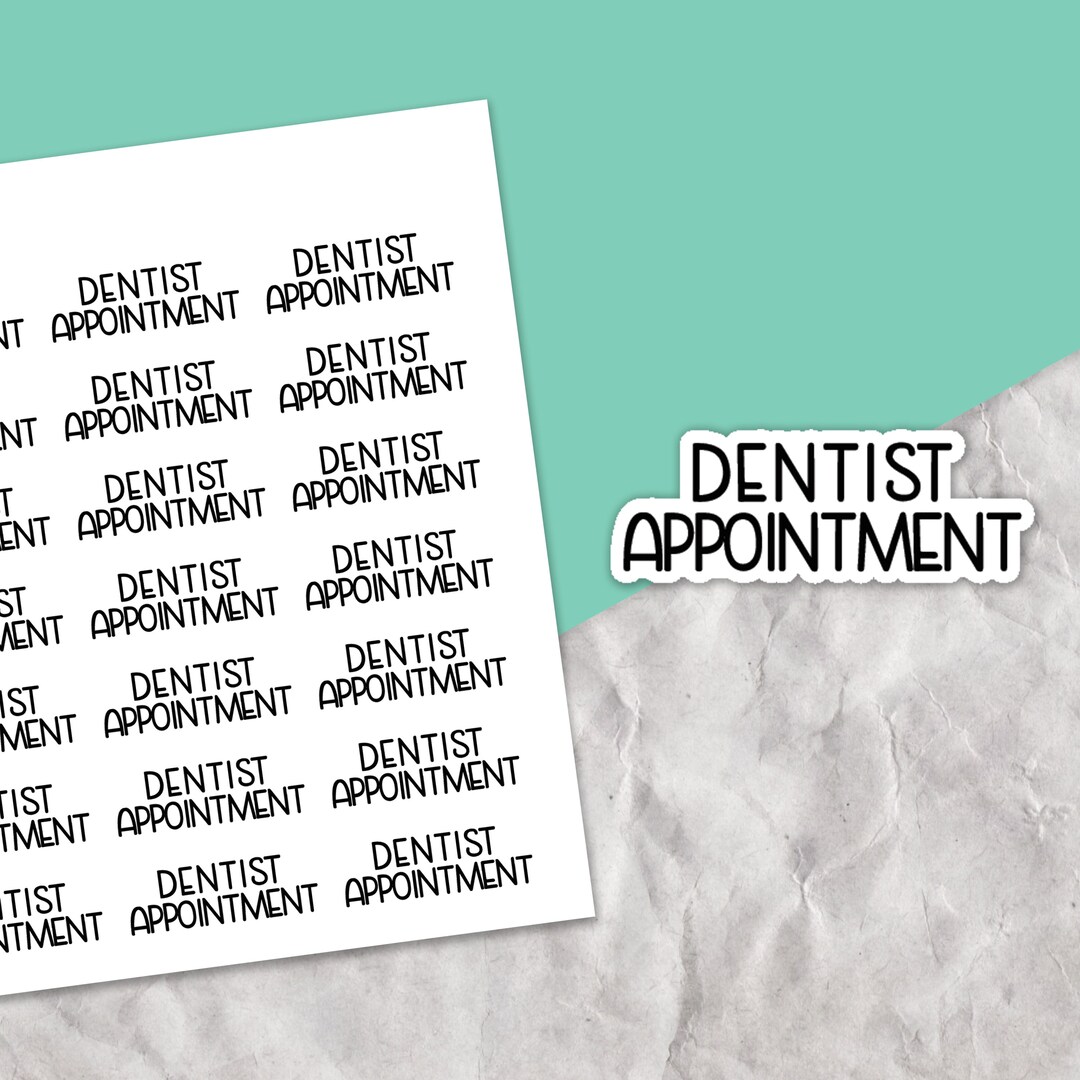 Dentist Appointment, Dentist Script Stickers, Text Planner Stickers ...