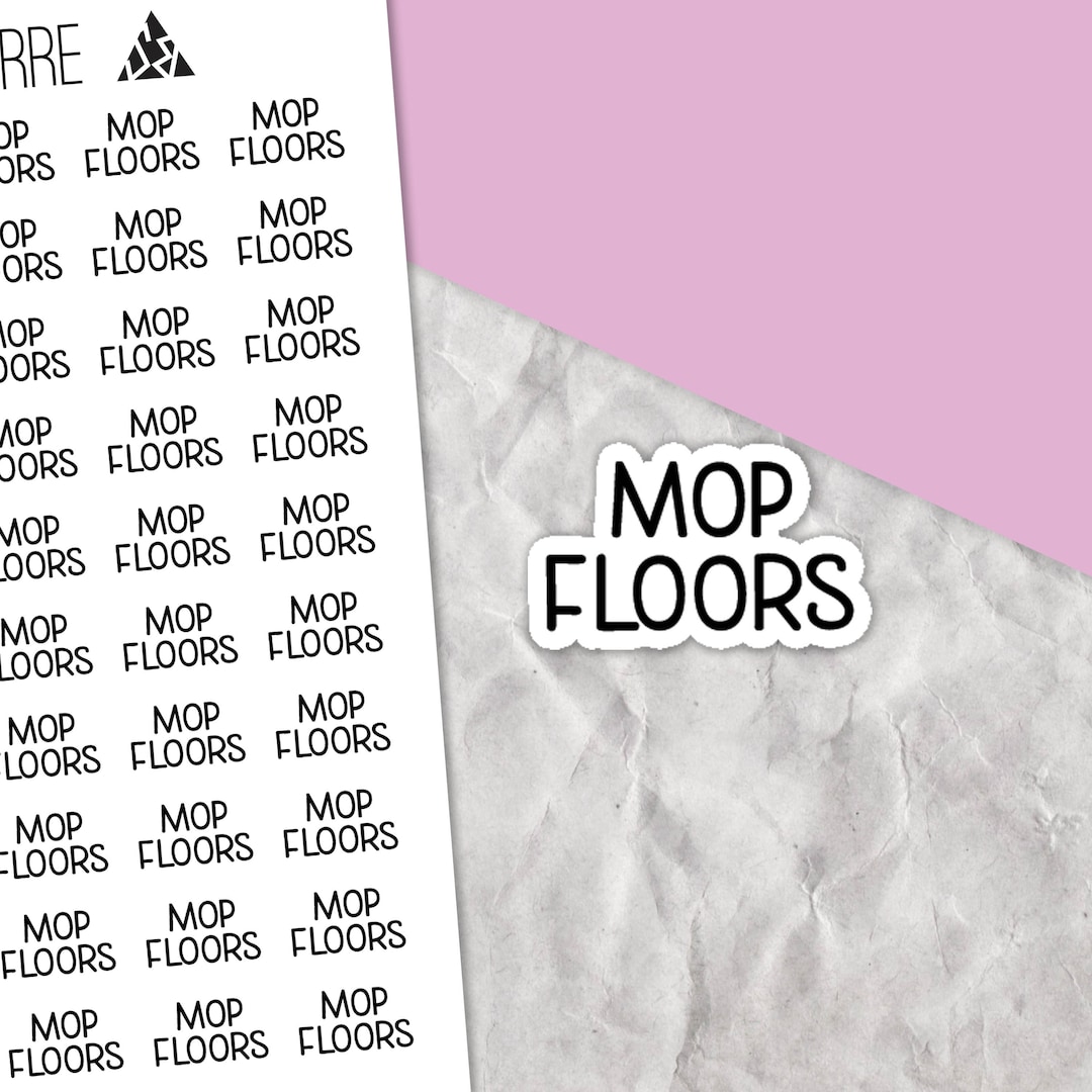 Mop Floors Text Stickers, Script Stickers, Household Chores, Planner ...