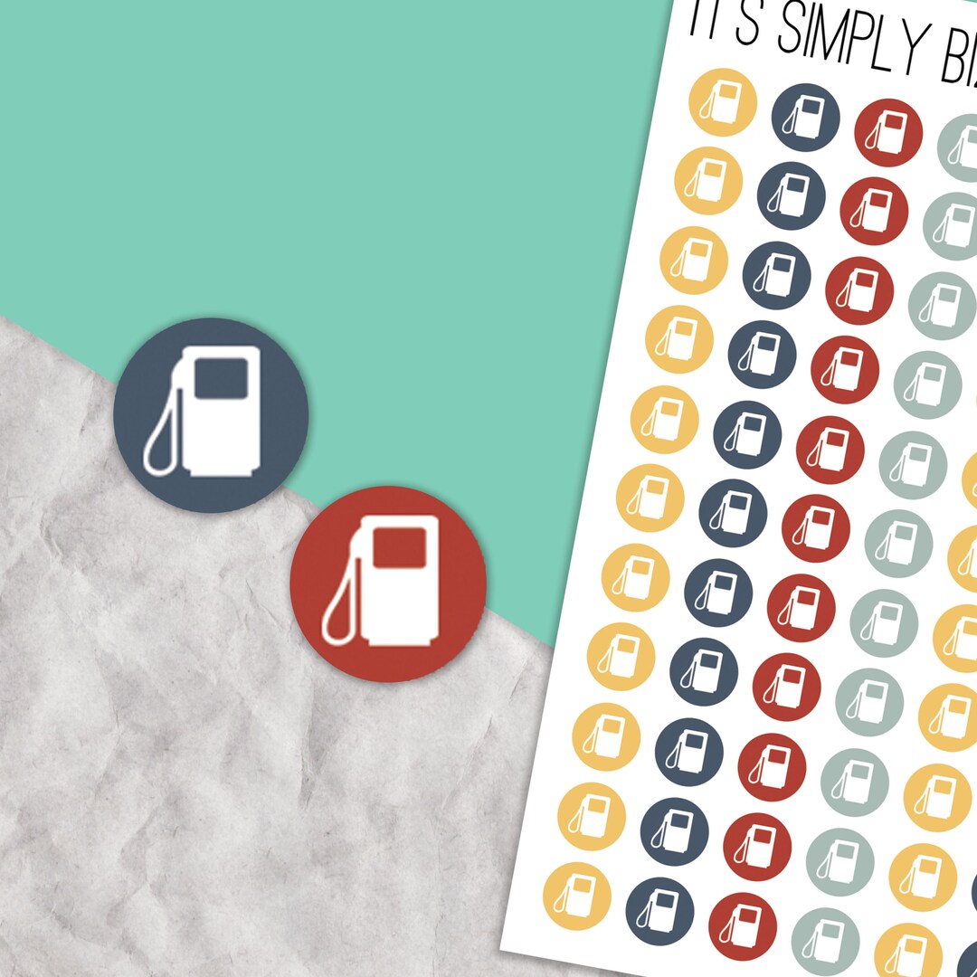Petrol Circle Icon Stickers, Petrol Pump Sticker Sheet, Petrol Tracking ...