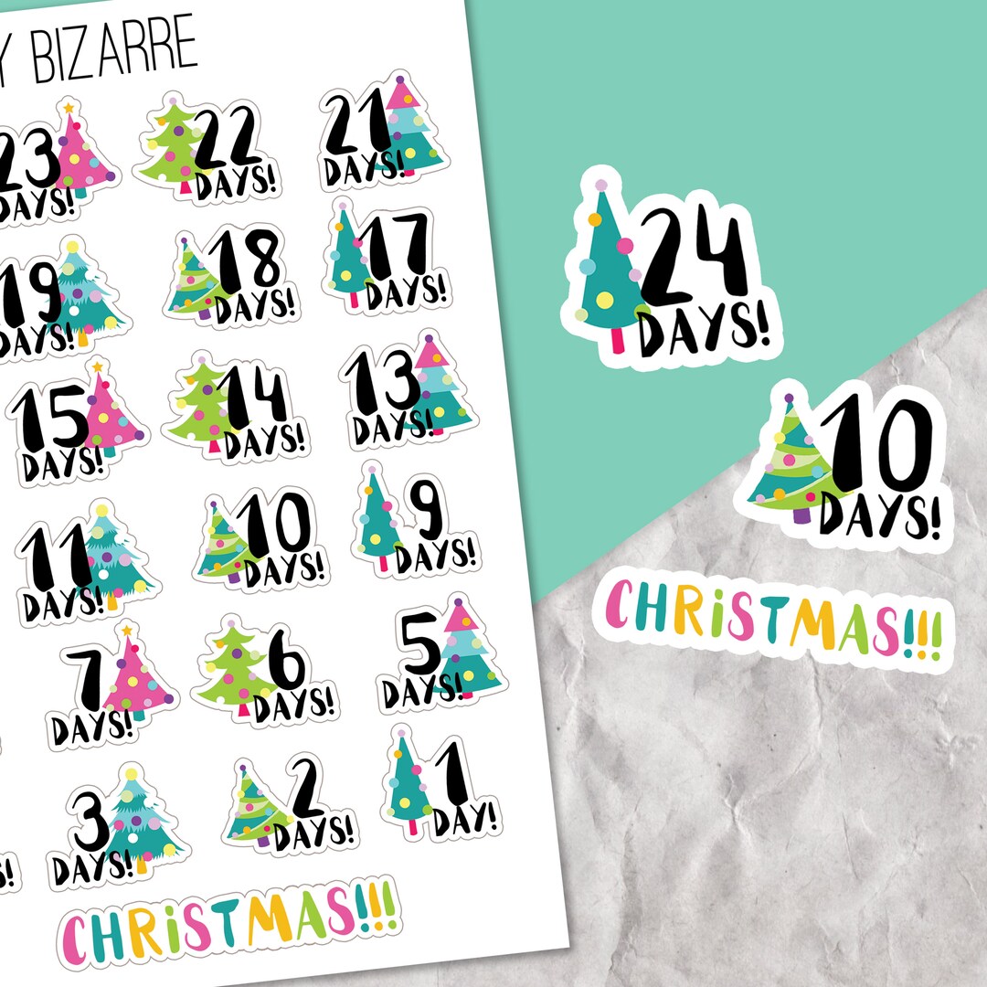 Christmas Countdown Stickers, Advent Sticker Sheet, Christmas Planner ...