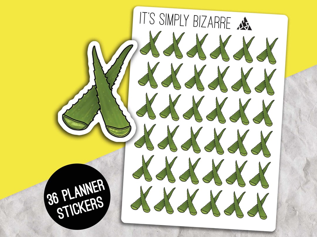 Aloe Vera Stickers, Self Care Sticker Sheet, Health Stickers, Skin Care ...