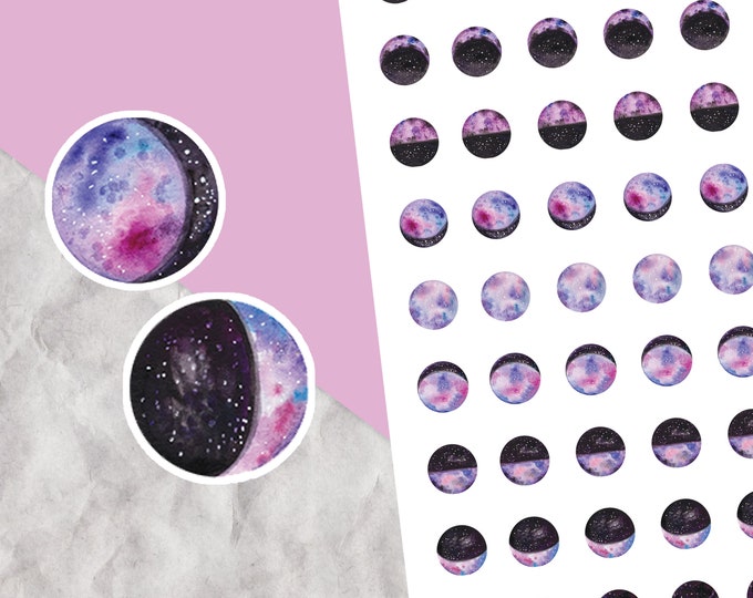 TINY MOONS Lunar Tracking / Moon Phases Watercolor Planner Stickers - Etsy