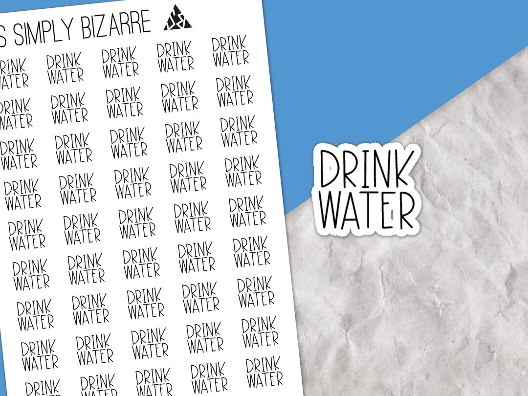 Drink Water Script Stickers, Functional Planner Stickers, Text Sticker ...