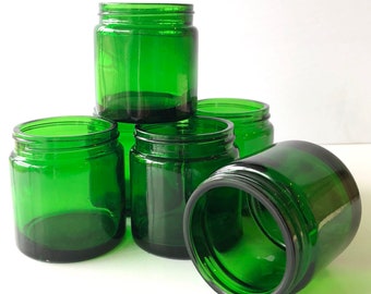Green glass jars | Etsy