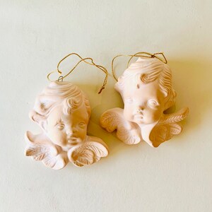 Vintage Angel Face Clay Ornaments Set of 2 - Etsy