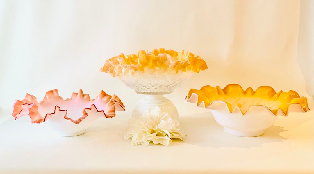 Vintage Bridal Ruffle Edge Glass Bowls you Choose 3 Options - Etsy