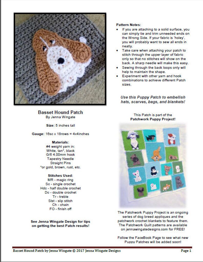 PATTERN: Basset Hound Patch // Patchwork Puppy Project // Applique ...