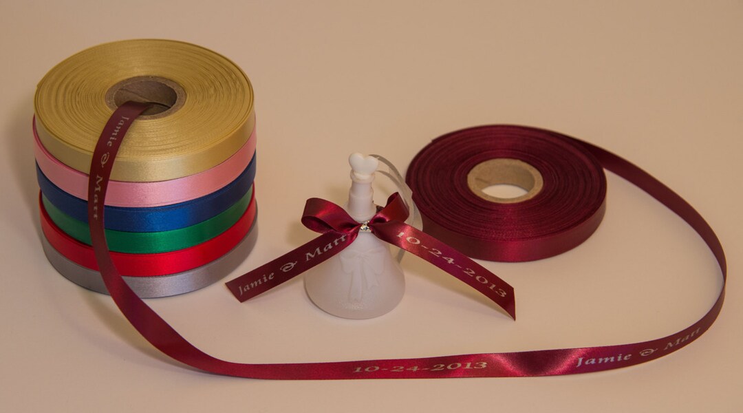 3/8" Favor Ribbons ~ Custom Printed, Personalized Satin Favor Ribbons ...