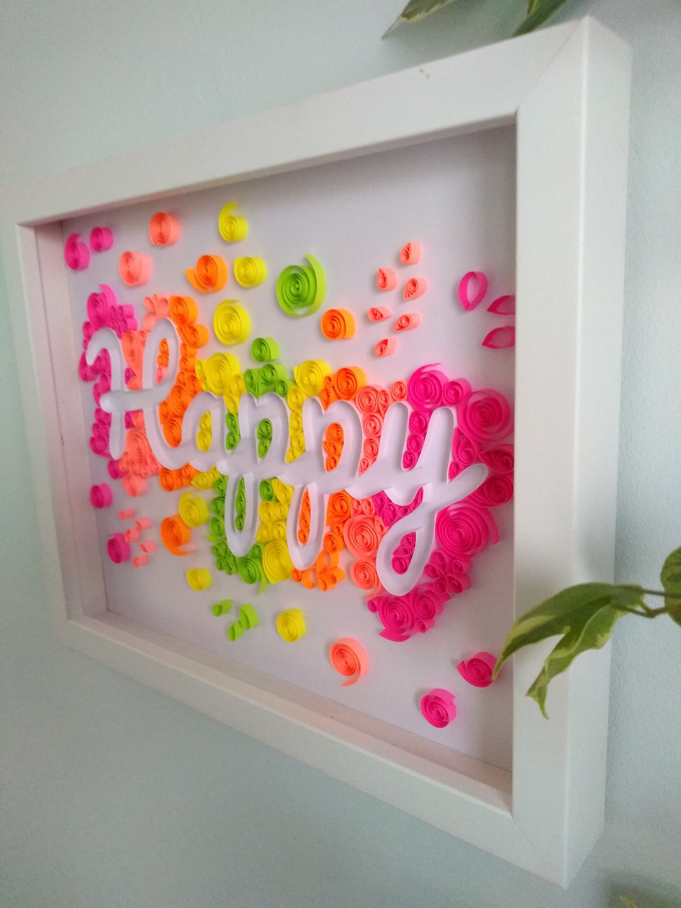 Quilling 'happy' Design Wall Decor - Etsy UK