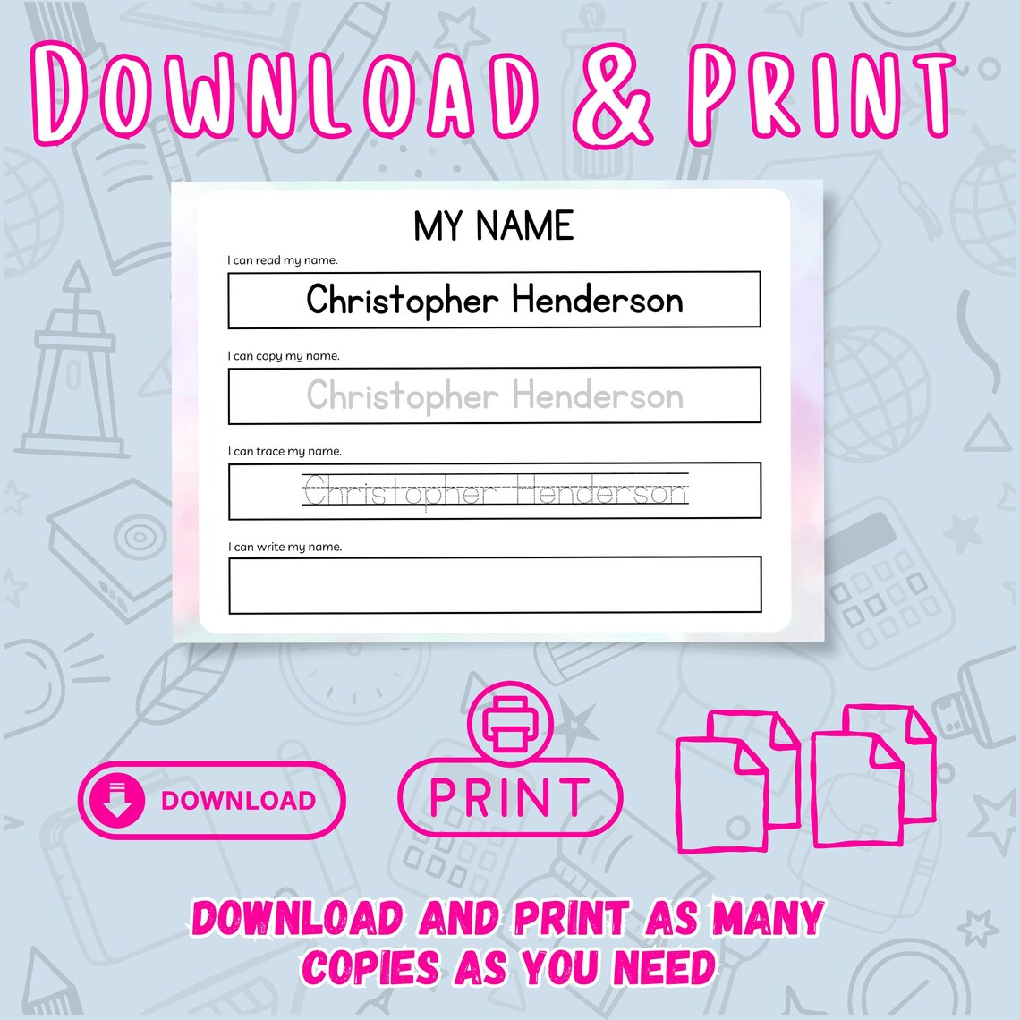 Personalized Name Tracing Worksheet: Handwriting Practice (digital ...
