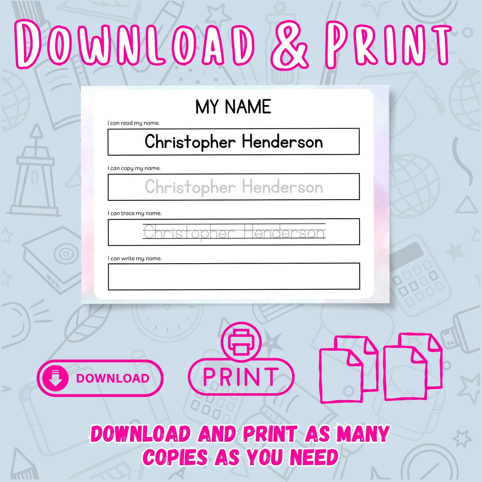 Personalized Name Tracing Worksheet: Handwriting Practice (digital ...