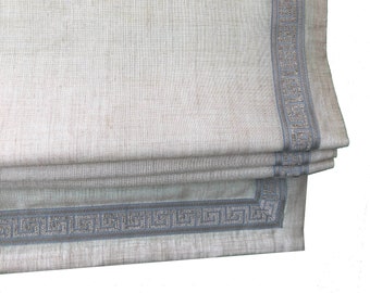 Custom Roman Shade Relaxed utopia Linen With Greek Key | Etsy
