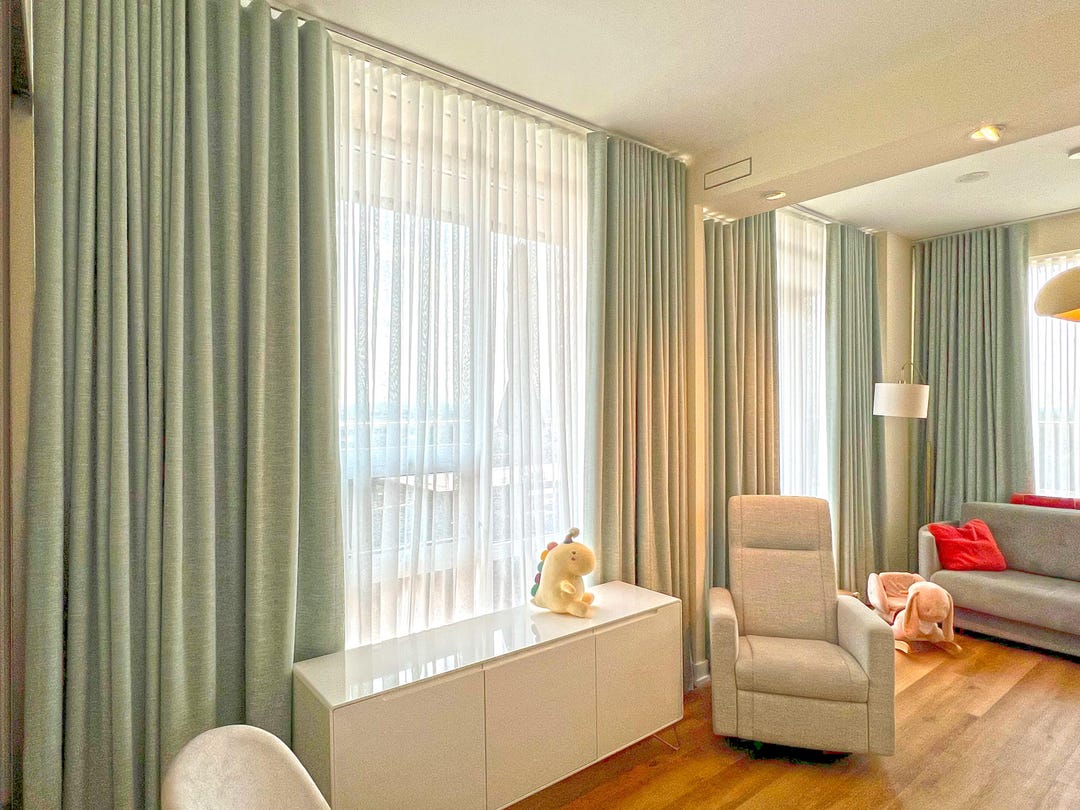Ripple Fold Drapery Panel in Nuance Aqua | Custom S-fold Curtains ...