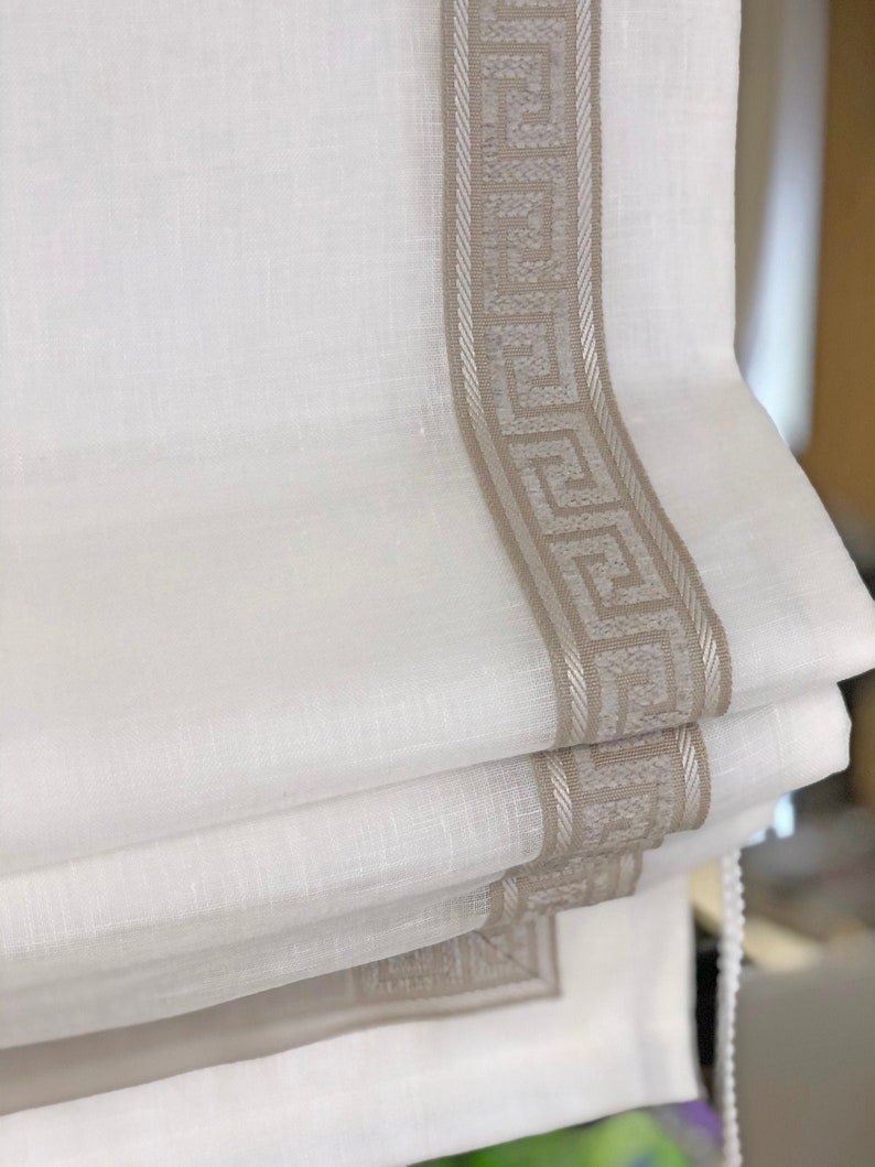 Custom Roman Shade Relaxed utopia Linen With Greek Key | Etsy
