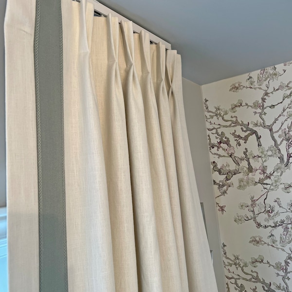 Linen Drapes With Trim - Etsy
