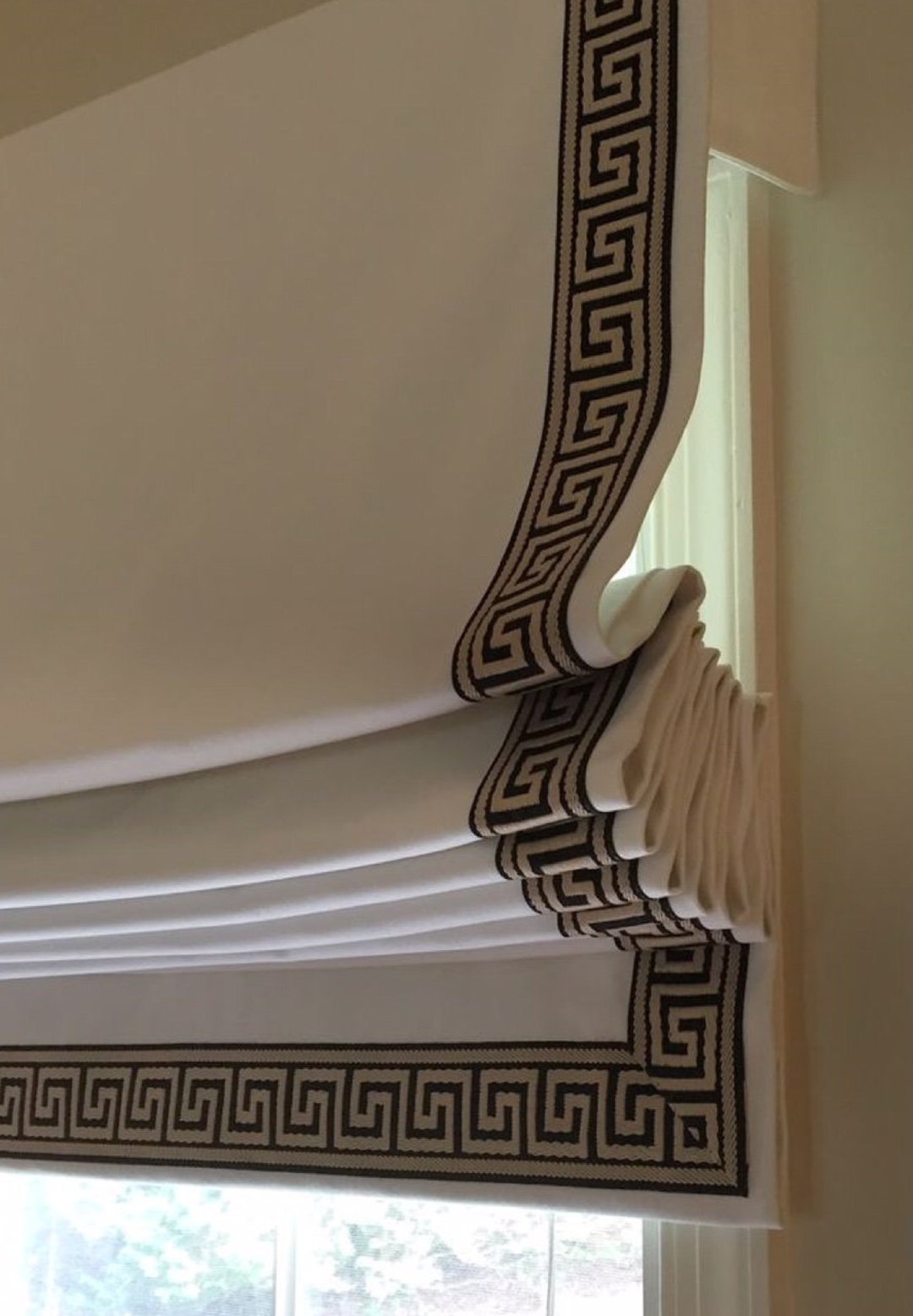 Custom Roman Shade, Relaxed Roman Shades, Roman Shade With Greek Key ...