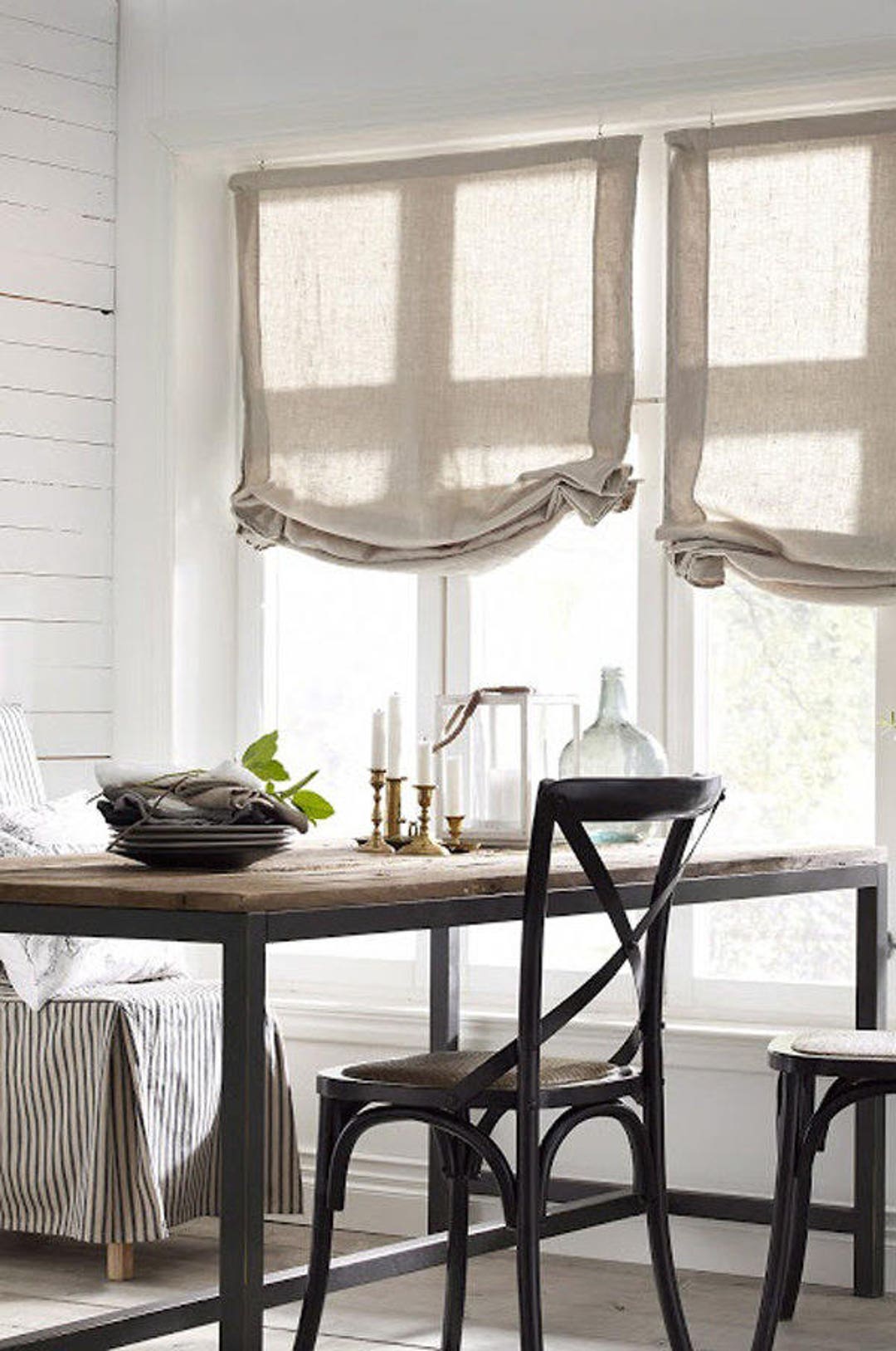 Relaxed Roman Shade, Sheer Roman Shade, Lucky Earth Faux Sheer Linen ...