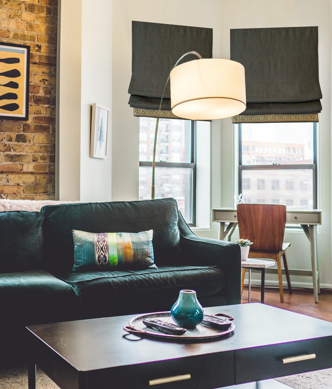 Custom Relaxed Roman Shade With Greek Key Trim | Linen Roman Blind ...