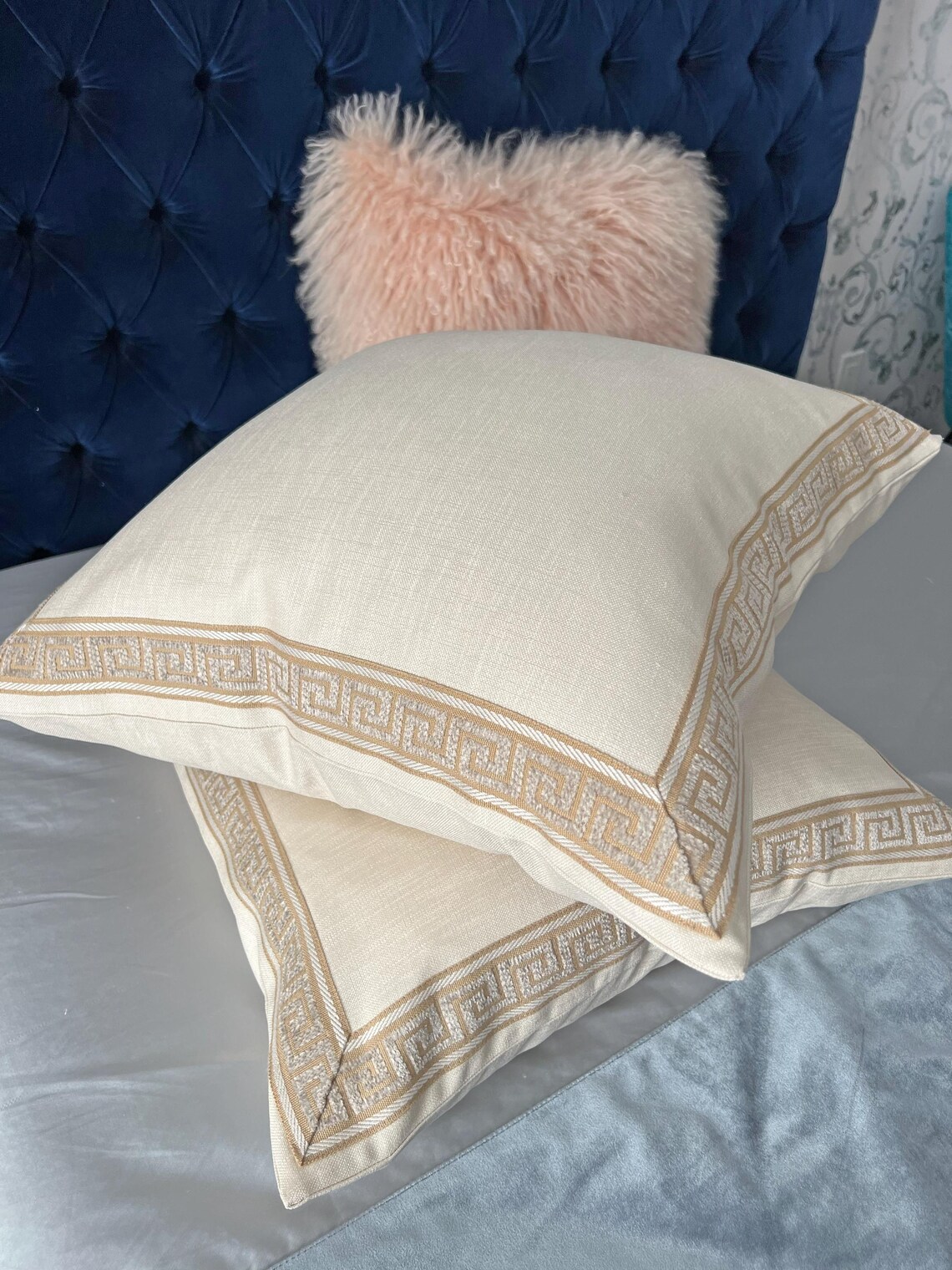 Custom Cushions | Cushions With Greek Key Trim | Custom Decorative ...