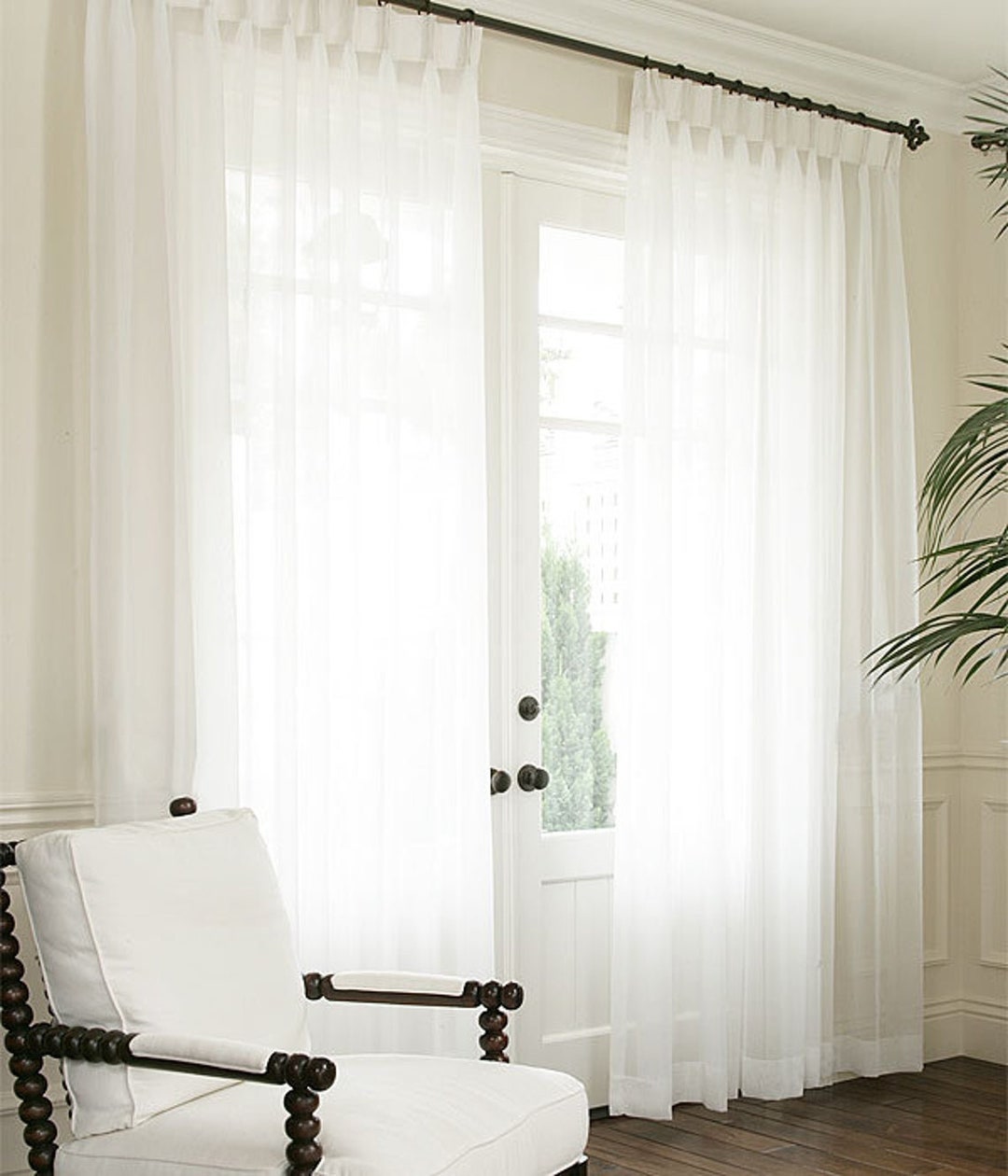 Pleated Sheer Linen Curtain Panel, Custom Window Drapery - Etsy