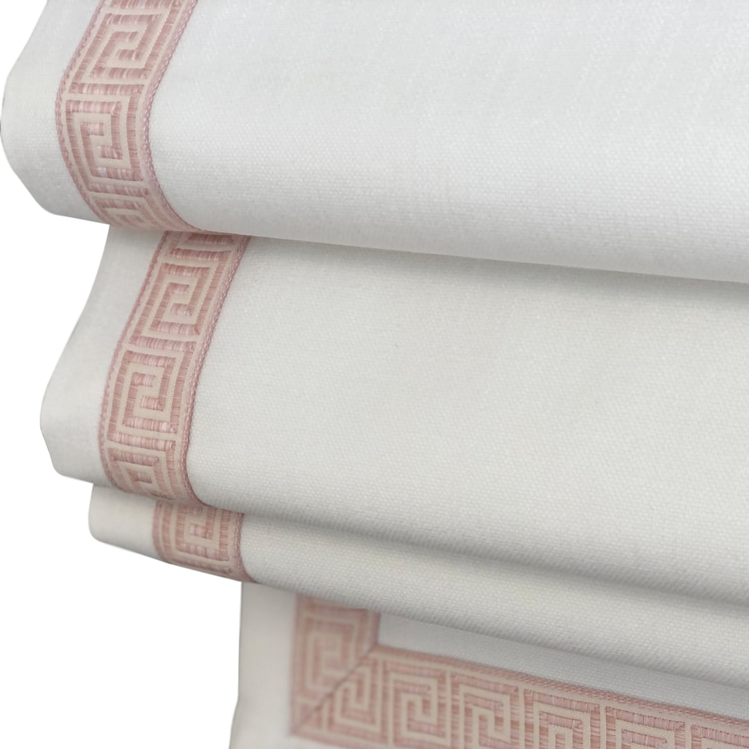 Custom Roman Shade, 1 3/8" Aristotle Greek Key Trim, Relaxed Roman ...