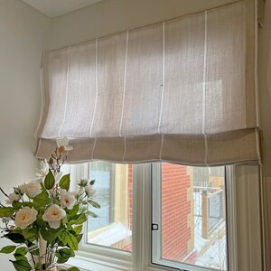 Linen Roman Shades, Sorrento Sand With Chain Mechanism, Italian 100% ...