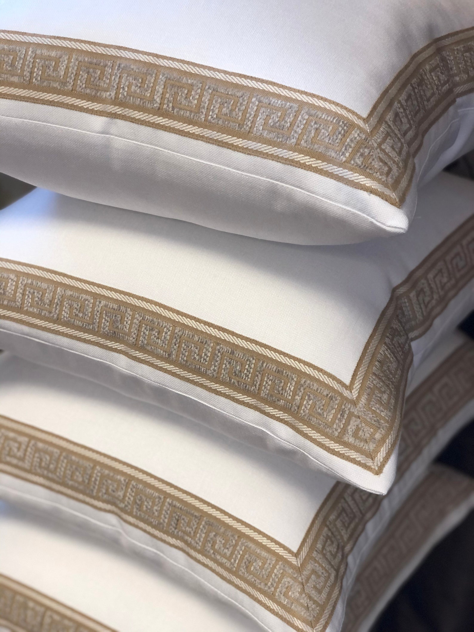 Custom Cushions Cushions With Greek Key Trim Custom Decorative Pillows ...