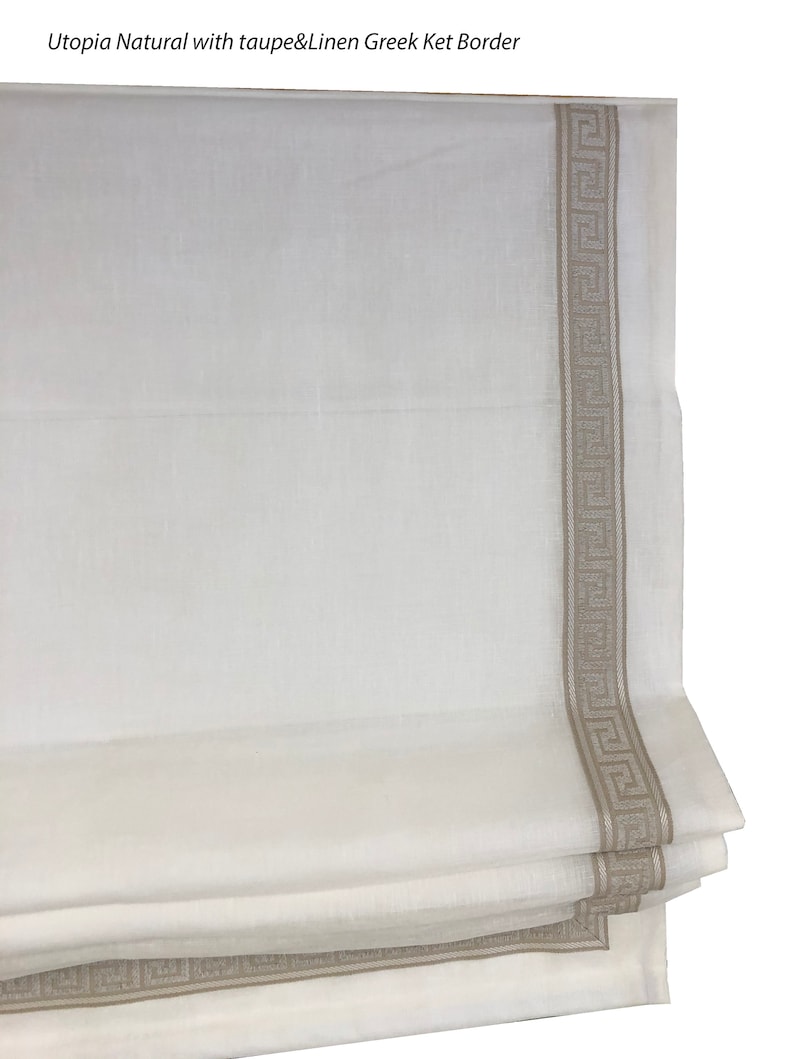 Custom Roman Shade Relaxed utopia Linen With Greek Key | Etsy