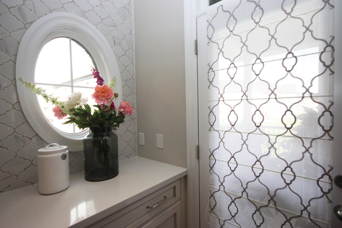 Sheer Roman Shade Palera Silver With Embroidery Chain - Etsy