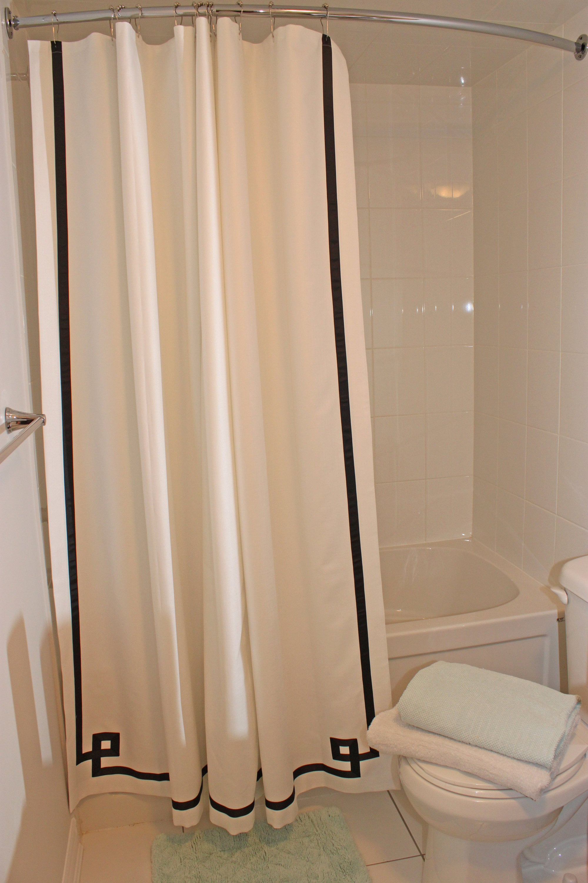 Greek Key Shower Curtain: Custom Handmade Polyester Fabric - Etsy