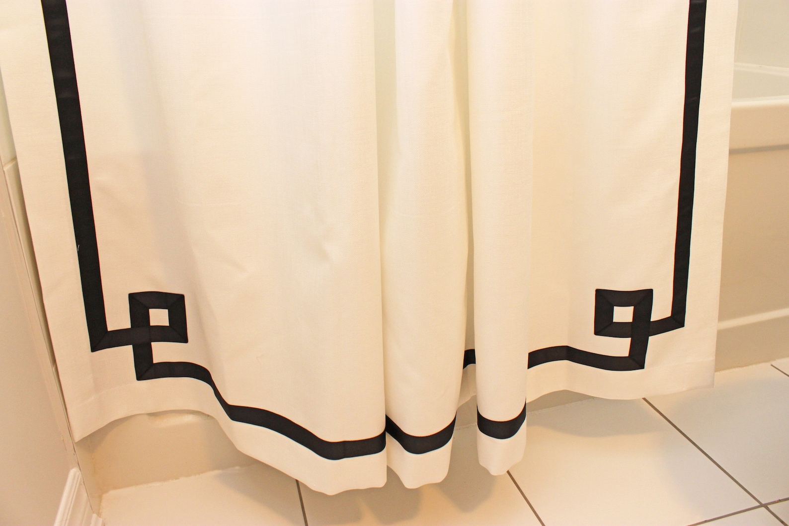 Greek Key Shower Curtain: Custom Handmade Polyester Fabric - Etsy