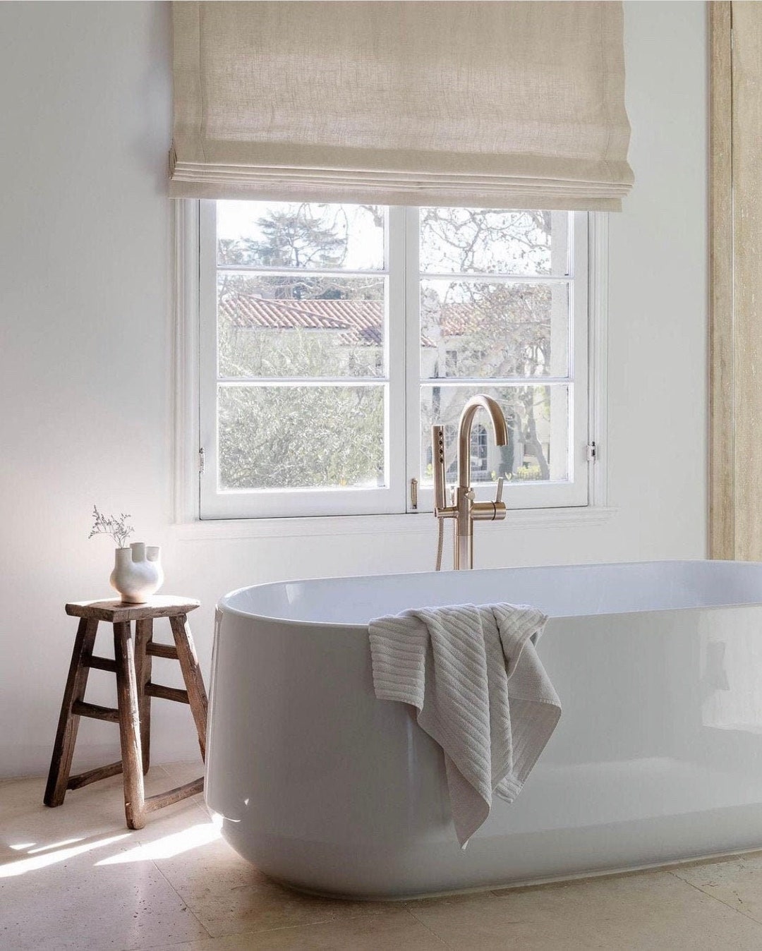 Luxury 100% Linen Relaxed Roman Shade, Custom Window Treatment - Etsy