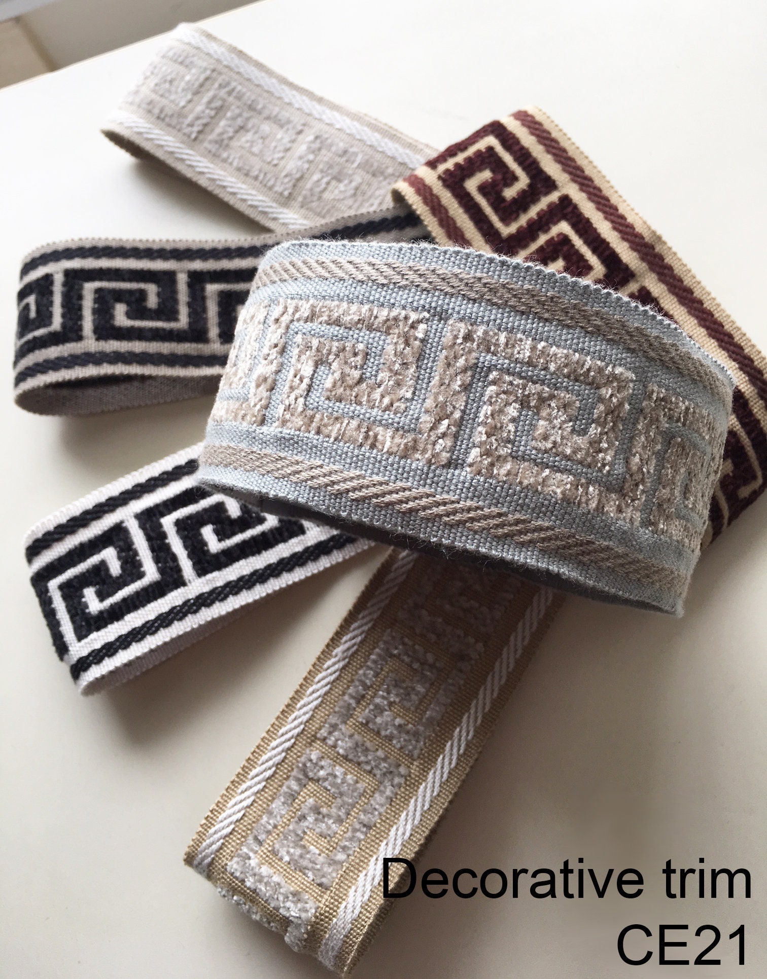 Custom Roman Shade Relaxed utopia Linen With Greek Key | Etsy