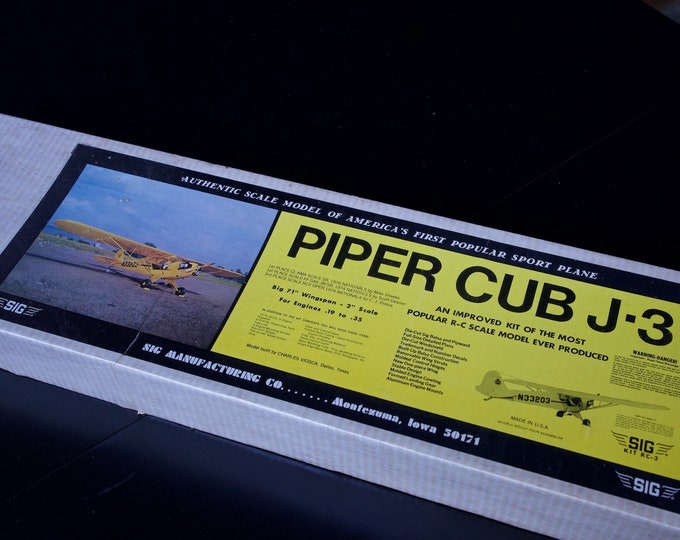 NIB Sig Mfg. Piper Cub J-3 Scale Model Airplane Large Balsa Kit RC3 ...