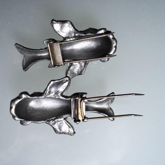 Art Deco Chinoiserie Koi Fish Coat Fur Clips - Gem