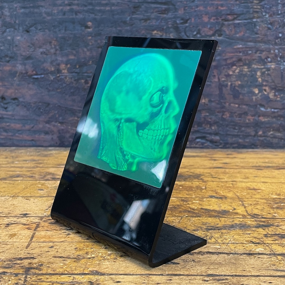 Vintage Hologram Skull Brain 1980s on Plastic Stand Mid-century - Etsy