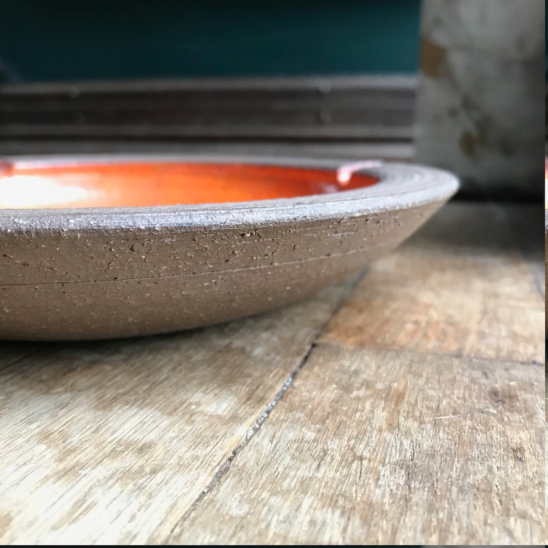 Japanese Studio Pottery Orange Glazed Terracotta Sun Bowl Ashtray Dish ...