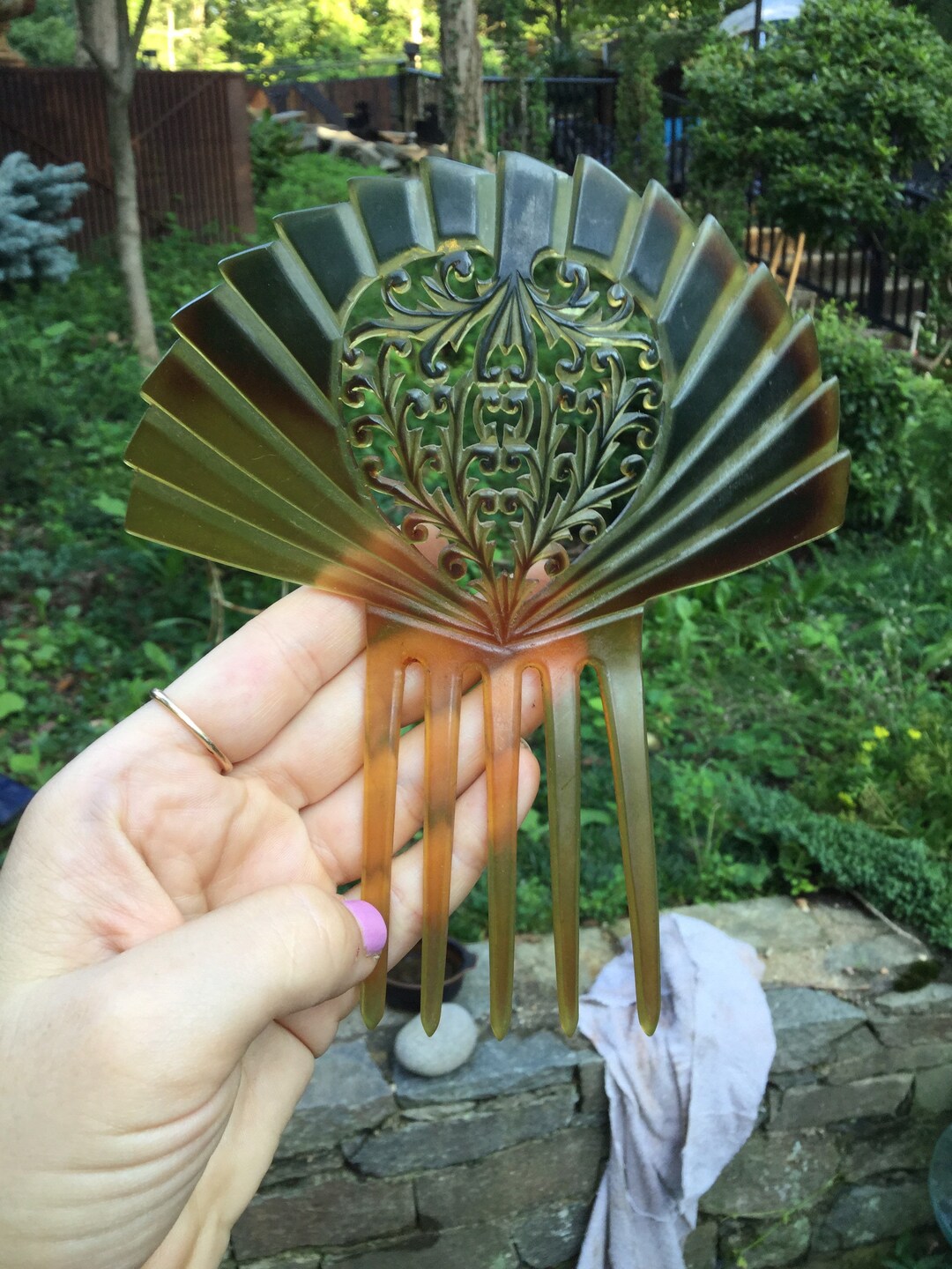 Vintage Celluloid Hair Comb Bun Jewelry - Etsy